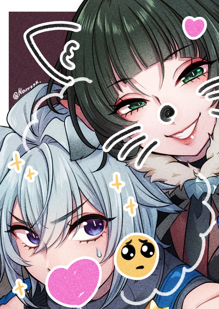 Safebooru - 1boy 1girl animal ears artist name blue eyes blunt bangs blush clenched teeth close ...