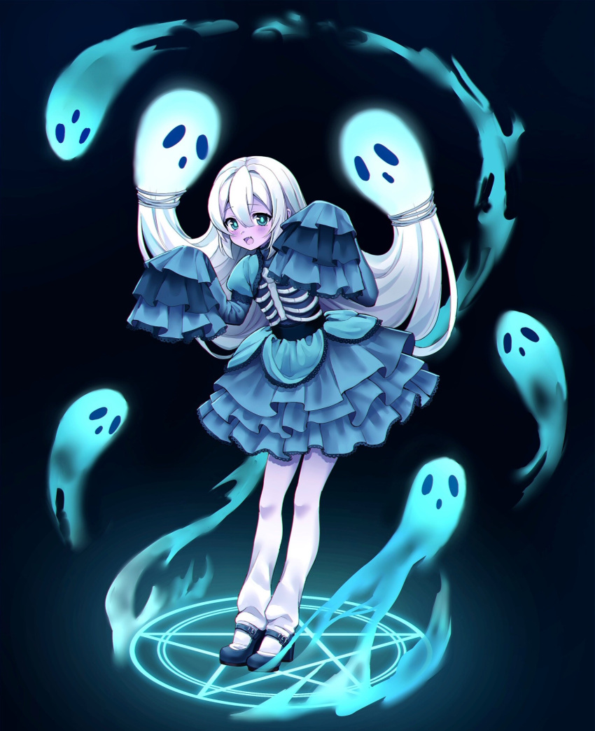 Safebooru - 1girl 2000s (style) aqua eyes black background colored skin contributi0ns frills ...