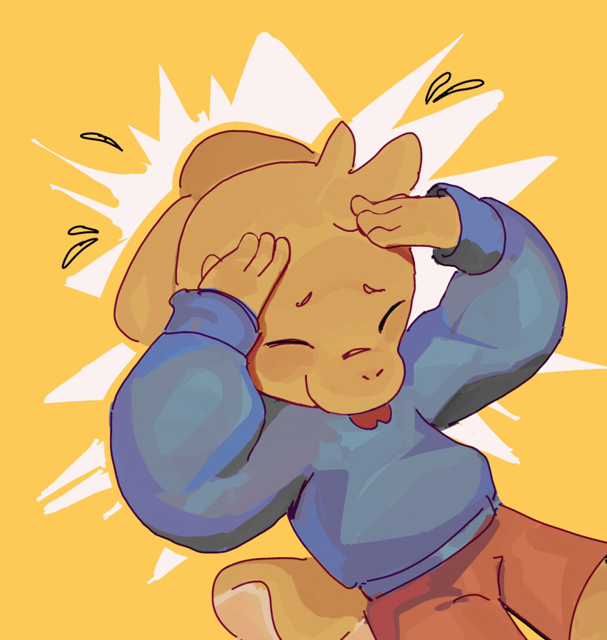 Safebooru - 1boy blue sweater closed eyes flare (lumozze) furry gecko ...