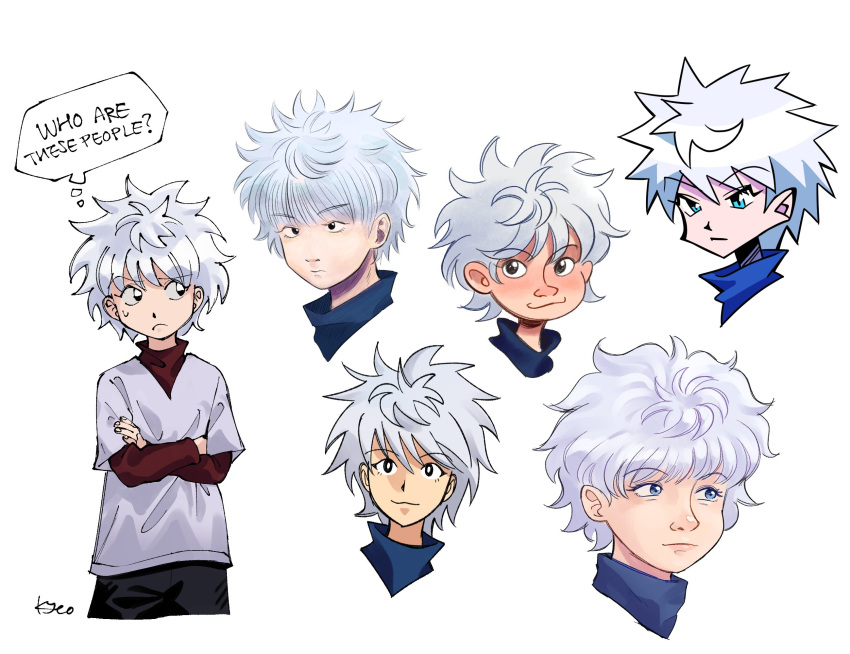 Safebooru - 1boy alternate art style blue eyes commentary crossed arms ...