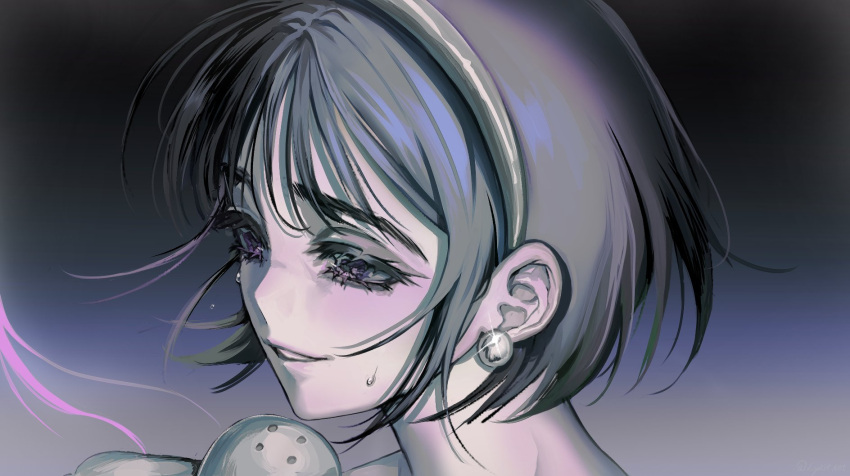 Safebooru - 1girl alien stage black background black hair commentary ...