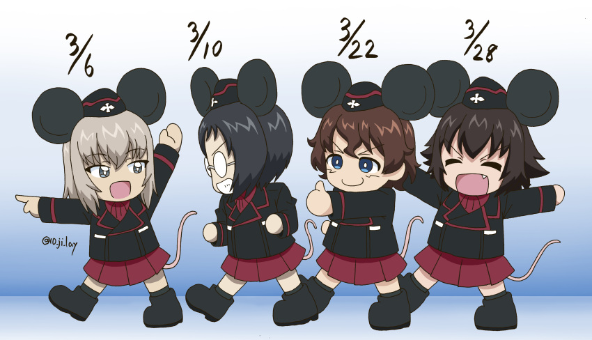 Safebooru - 10 ji lay 4girls absurdres akaboshi koume animal ears birthday black footwear black ...