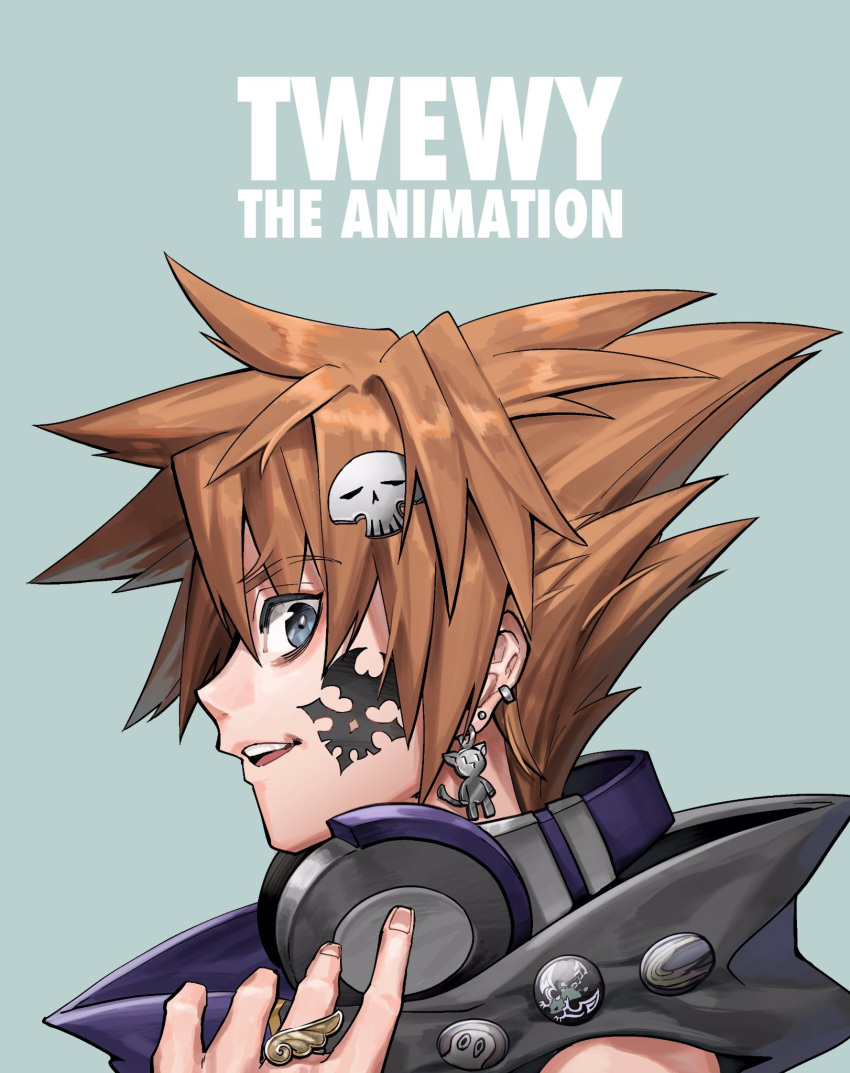 Safebooru - 1boy arm up blue eyes collared jacket commentary copyright ...