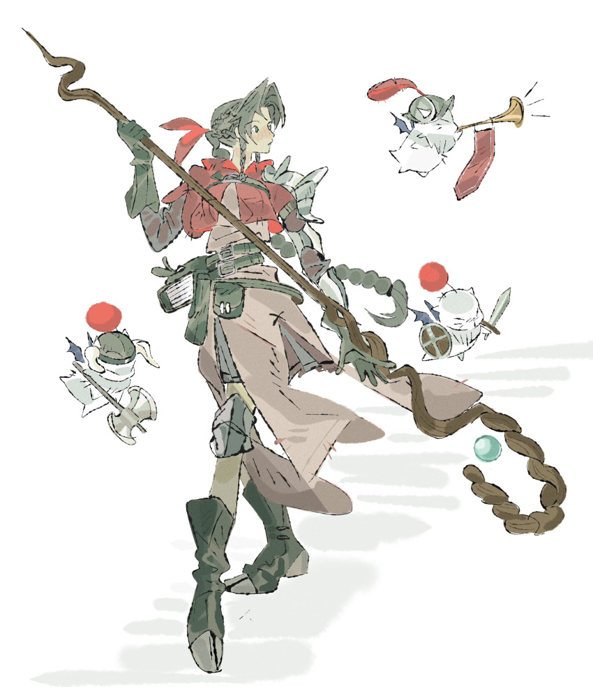 Safebooru - 1girl aerith gainsborough alternate costume armor belt black gloves boots braid ...