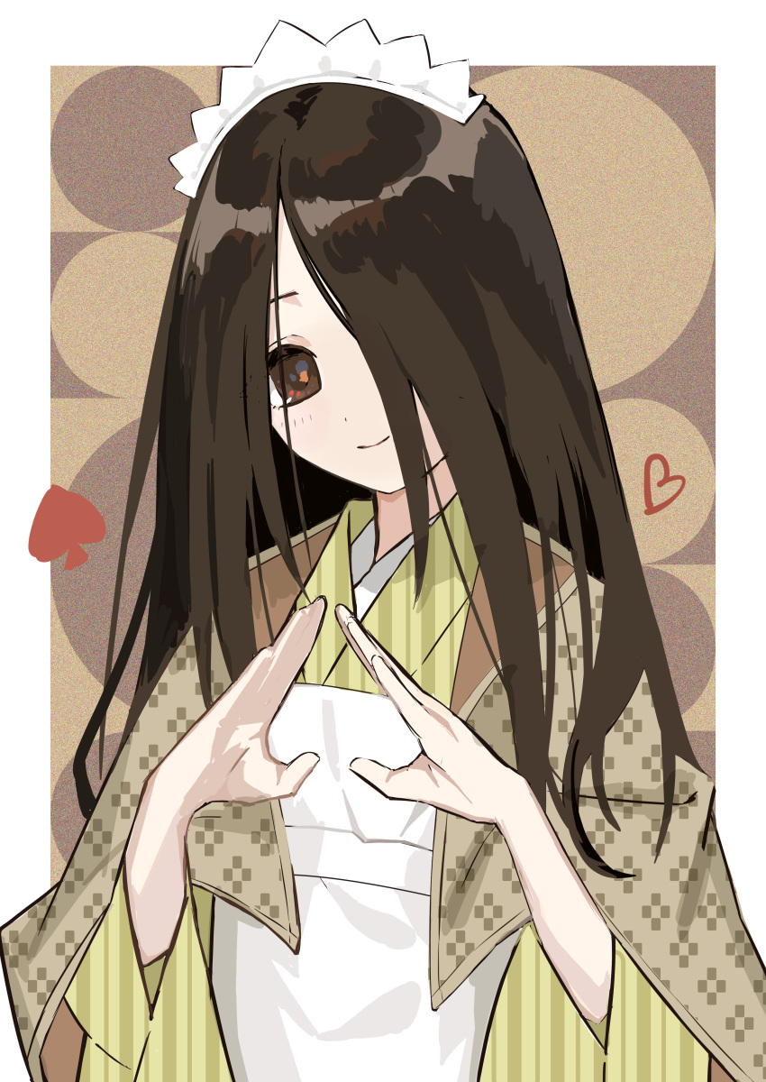Safebooru - 1girl absurdres bfmelu border brown eyes brown hair green ...