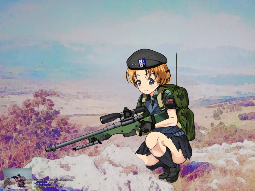 Safebooru - 1girl desert girls und panzer gun hat highres military ...