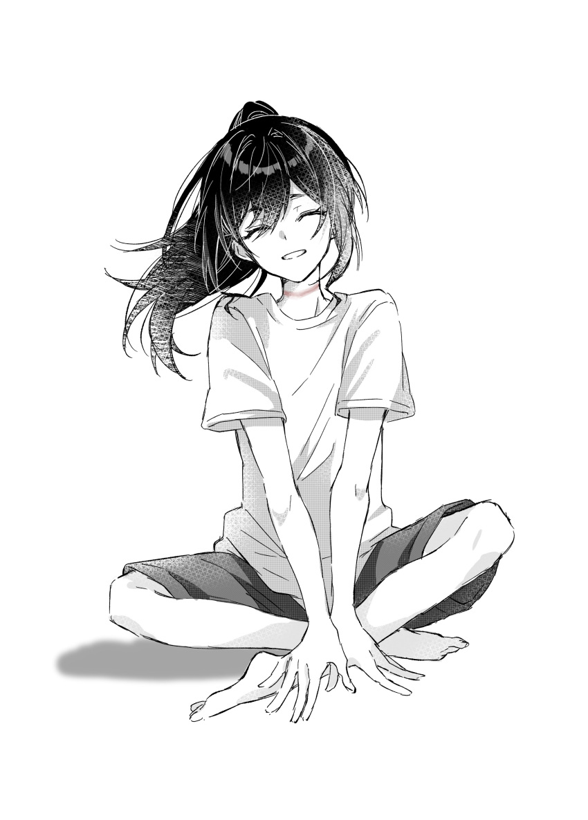 Safebooru - 1boy absurdres androgynous barefoot black hair butterfly ...