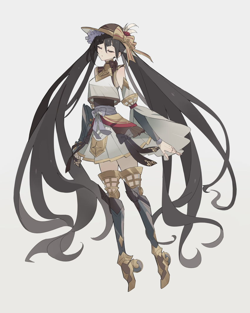 Safebooru 1girl Black Hair Bow Brown Bow Brown Hat Closed Eyes Closed 6532