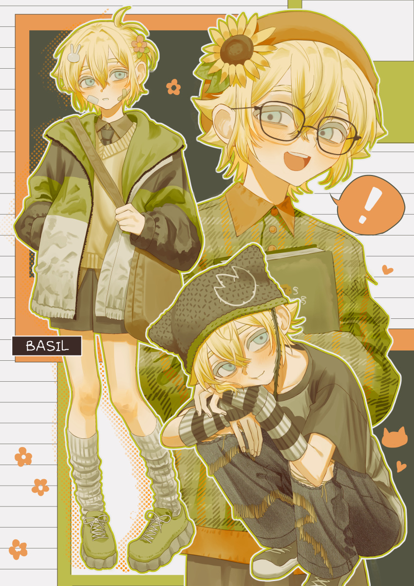 Safebooru - ! 1boy absurdres aegyo sal alternate costume antenna hair bandaid bandaid on face ...