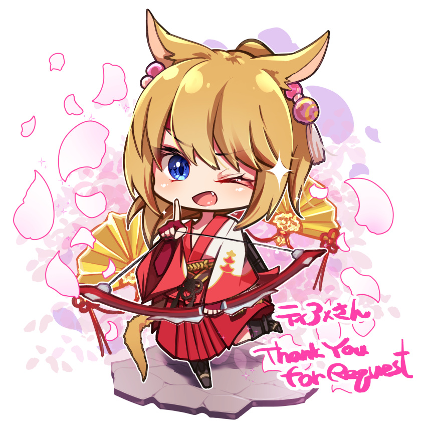 Safebooru - 1girl animal ears archery az mary blonde hair blue eyes bow (weapon) cat ears cat ...