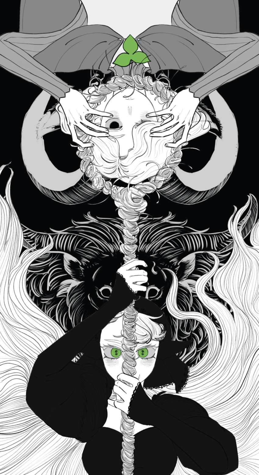 Safebooru - 1boy 1girl ambrosia (dungeon meshi) black background cloak ...