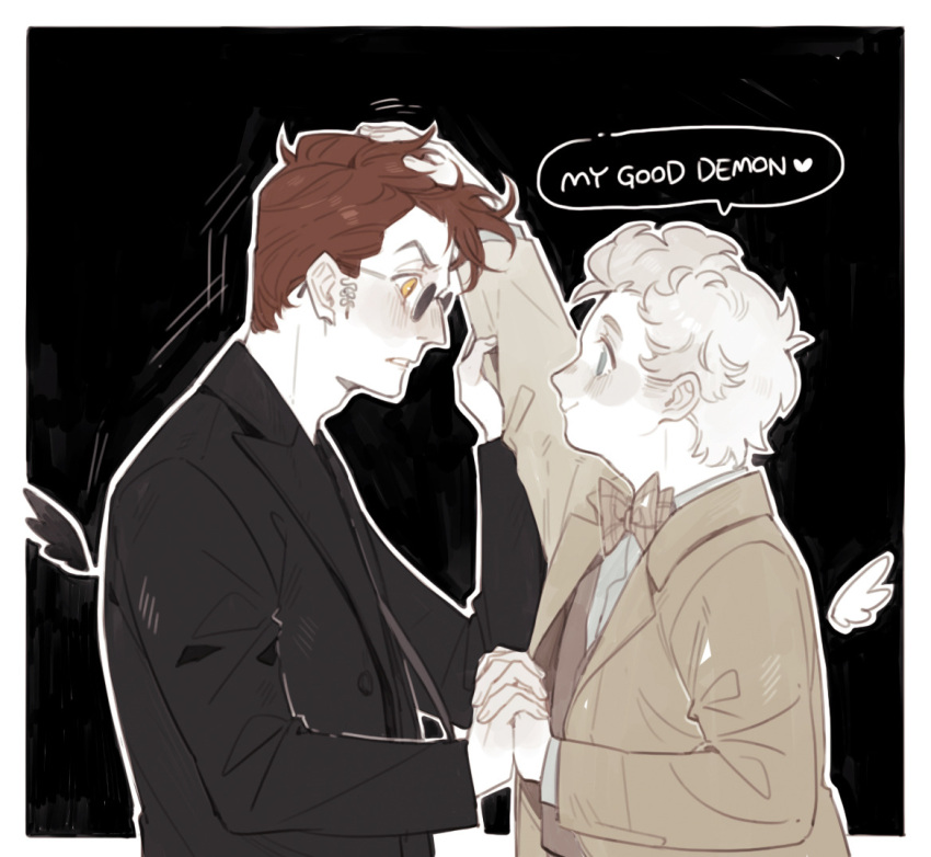 Safebooru - 2boys angel aziraphale (good omens) blue eyes crowley (good ...