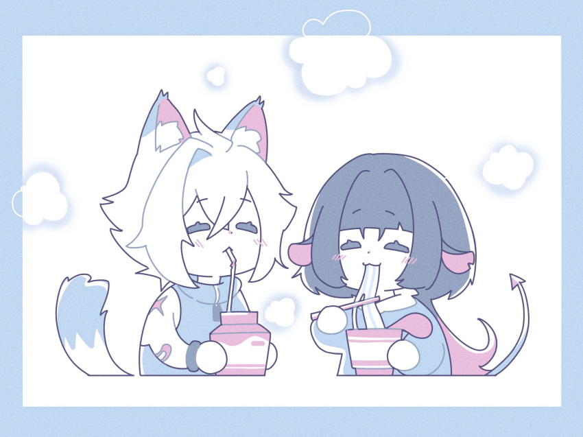 Safebooru - 1boy 1girl animal ear fluff animal ears artist request blunt bangs blush cat boy cat ...