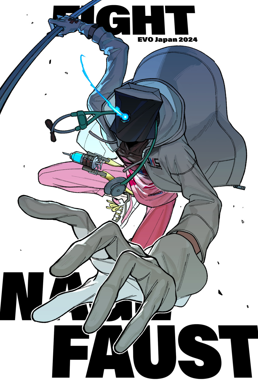 Safebooru - 1boy absurdres alternate color arm up bag bag over head ...