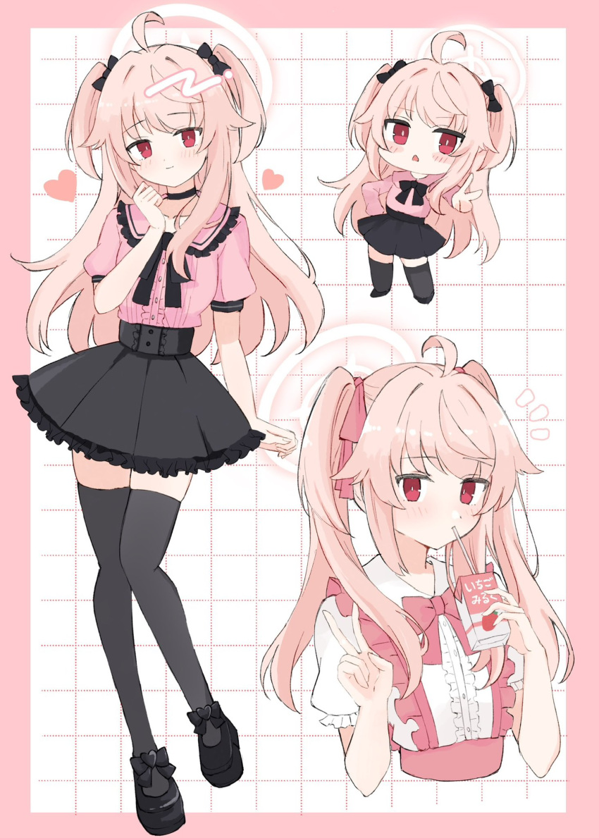 Safebooru - 1girl ahoge alternate costume azuki (az my) black bow black choker black footwear ...