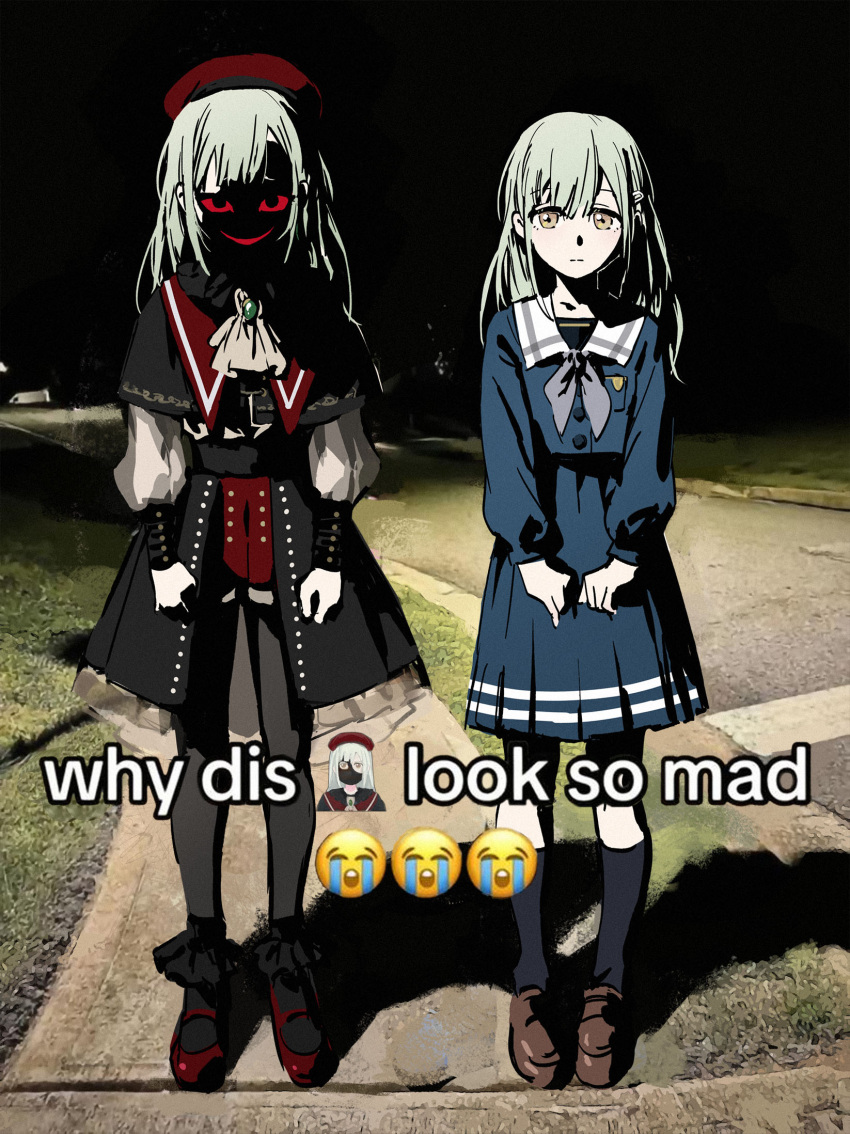 Safebooru - 2girls ascot bang dream! bang dream! it's mygo!!!!! beret black capelet black skirt ...