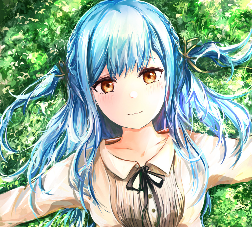 Safebooru - 1girl absurdres bang dream! bang dream! it's mygo!!!!! black ribbon blue eyes blush ...