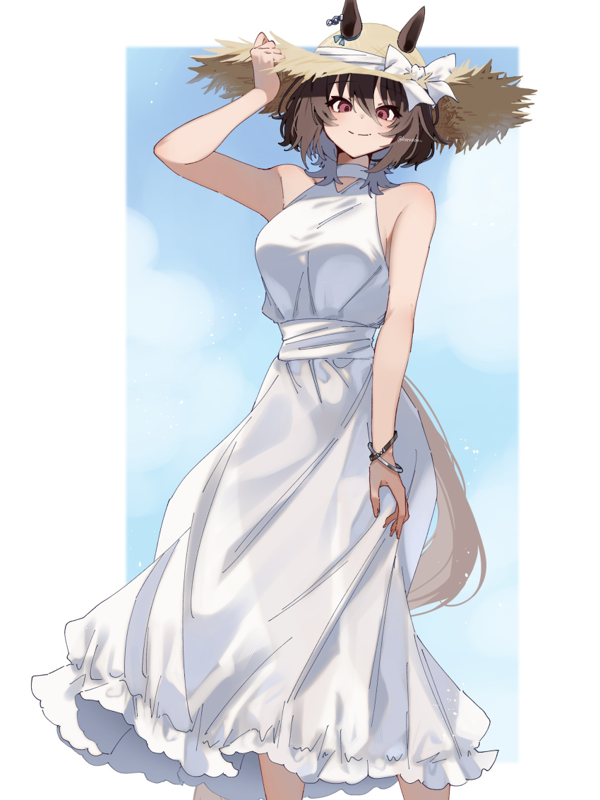 Safebooru - 1girl absurdres agnes tachyon (umamusume) animal ears bare shoulders border bow ...