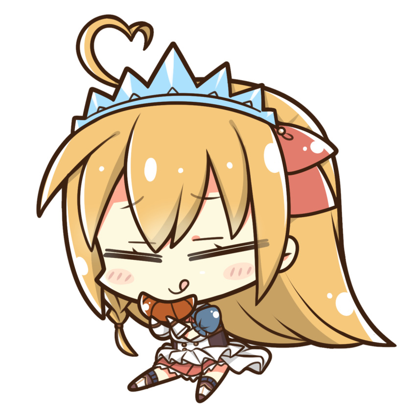 Safebooru - 1girl ahoge chibi chibi only closed eyes croissant eating ...