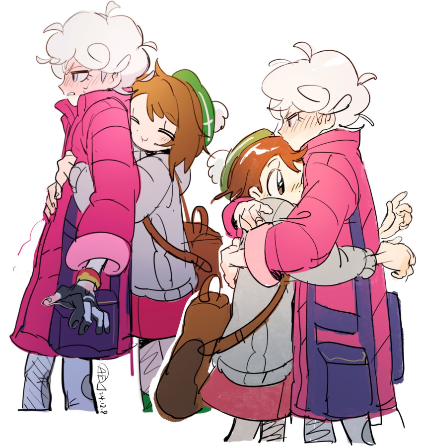 Safebooru - 1boy 1girl :t arrcticc fish backpack bag bede (pokemon) blush brown bag brown eyes ...