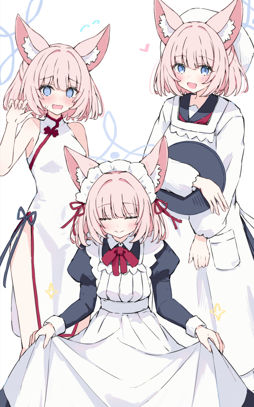 Safebooru - 1girl @ @ animal ear fluff animal ears apron black dress ...