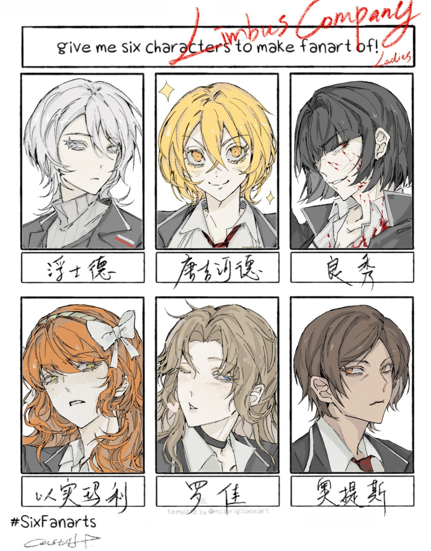 Safebooru - 6+girls black hair blonde hair blue eyes bob cut bow brown eyes brown hair closed ...