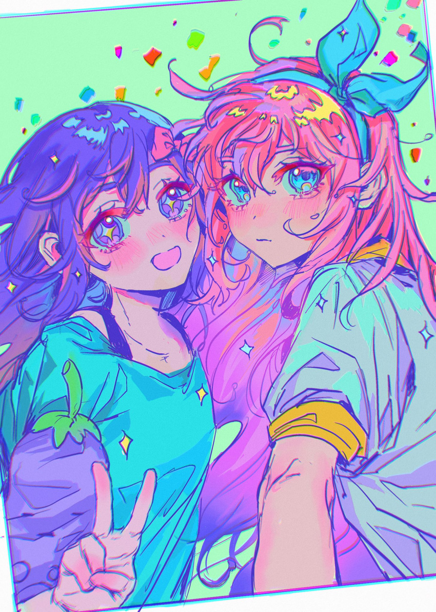 Safebooru - + + 2girls :d aegyo sal aubrey (faraway) (omori) aubrey ...