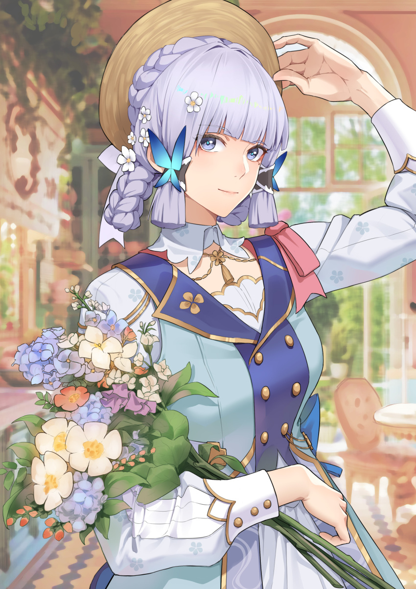 Safebooru - 1girl absurdres aluo 7762 back bow blue bow blue eyes blue hair blunt bangs blunt ...