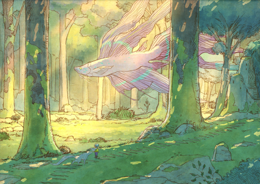 Safebooru - 1other animal commentary creature day fantasy fish flying ...