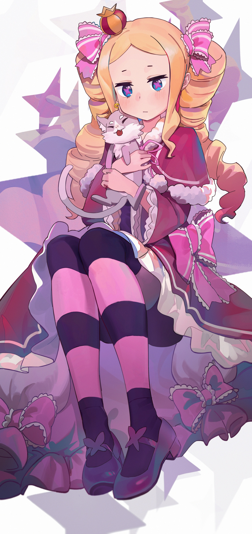 Safebooru - 1girl :| absurdres animal beatrice (re:zero) blonde hair blue eyes bow butterfly ...