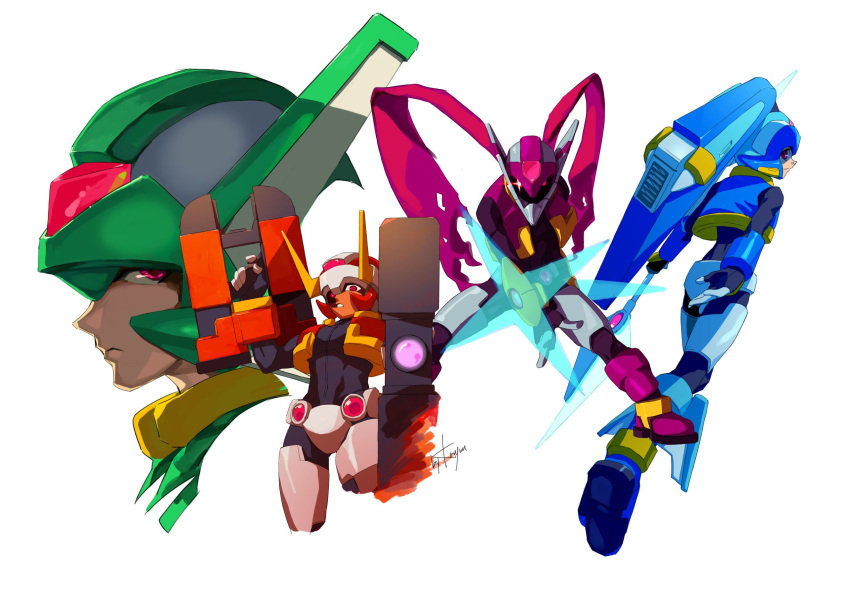 Safebooru - 1girl 3boys aeolus (mega man) armor artist request atlas ...