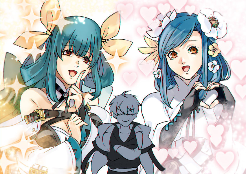 Safebooru - 1boy 1girl angel wings asymmetrical wings bare shoulders belt black dress breasts ...