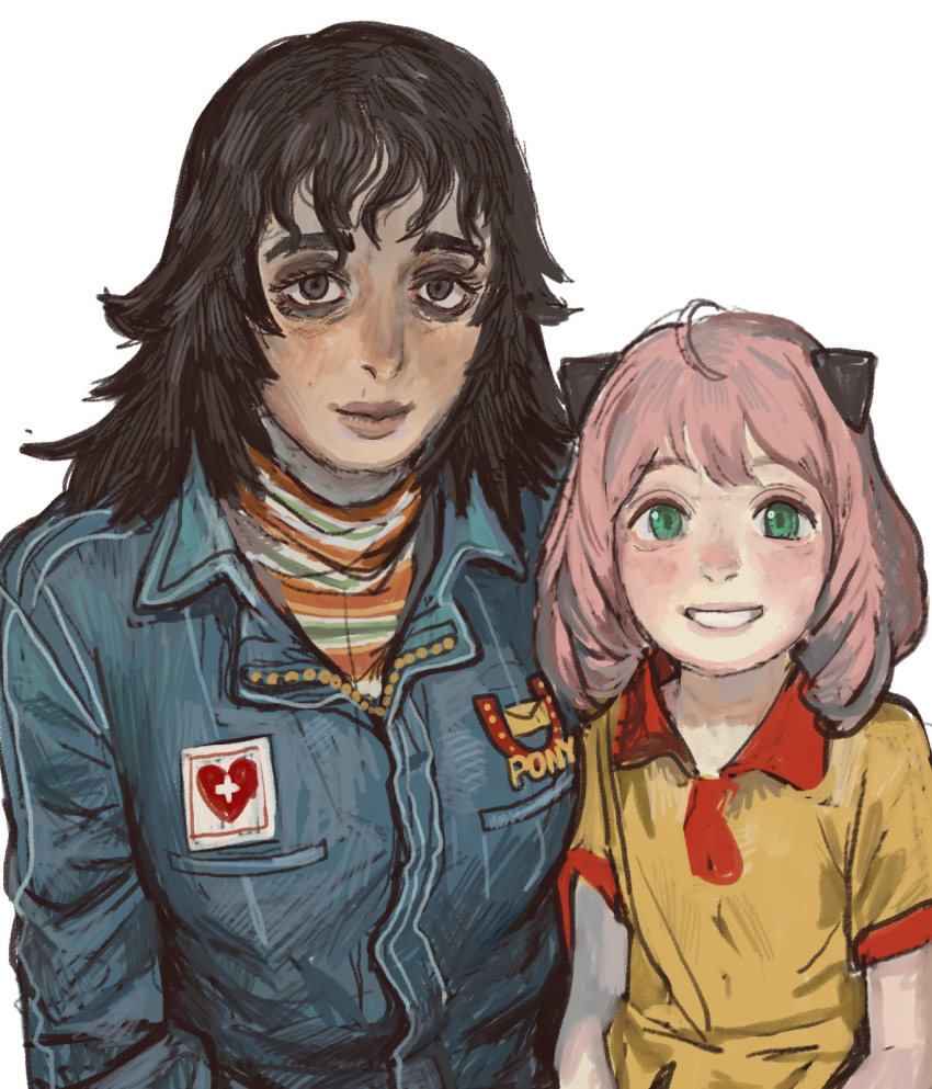 Safebooru - 2girls ahoge anya (mouthwashing) anya (spy x family) black hair blue jumpsuit ...