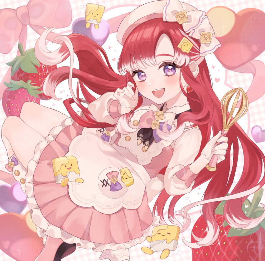 Safebooru - 1girl :d blush bow dot nose dress dress bow food frilled ...