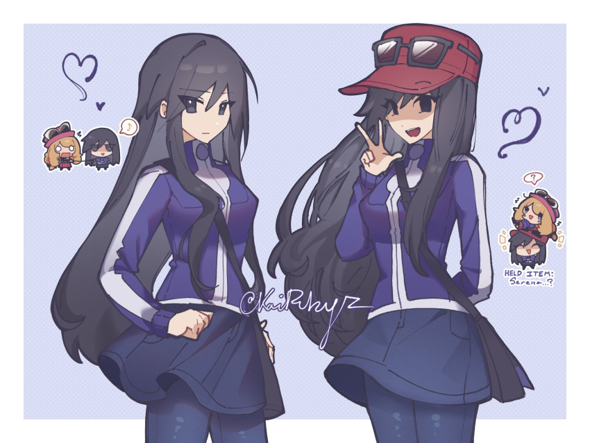 Safebooru - 2girls ? artist name bag black bag black eyes black hair ...