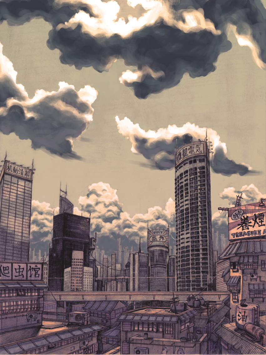 Safebooru - 2nd renaissance billboard building city cityscape clouds ...