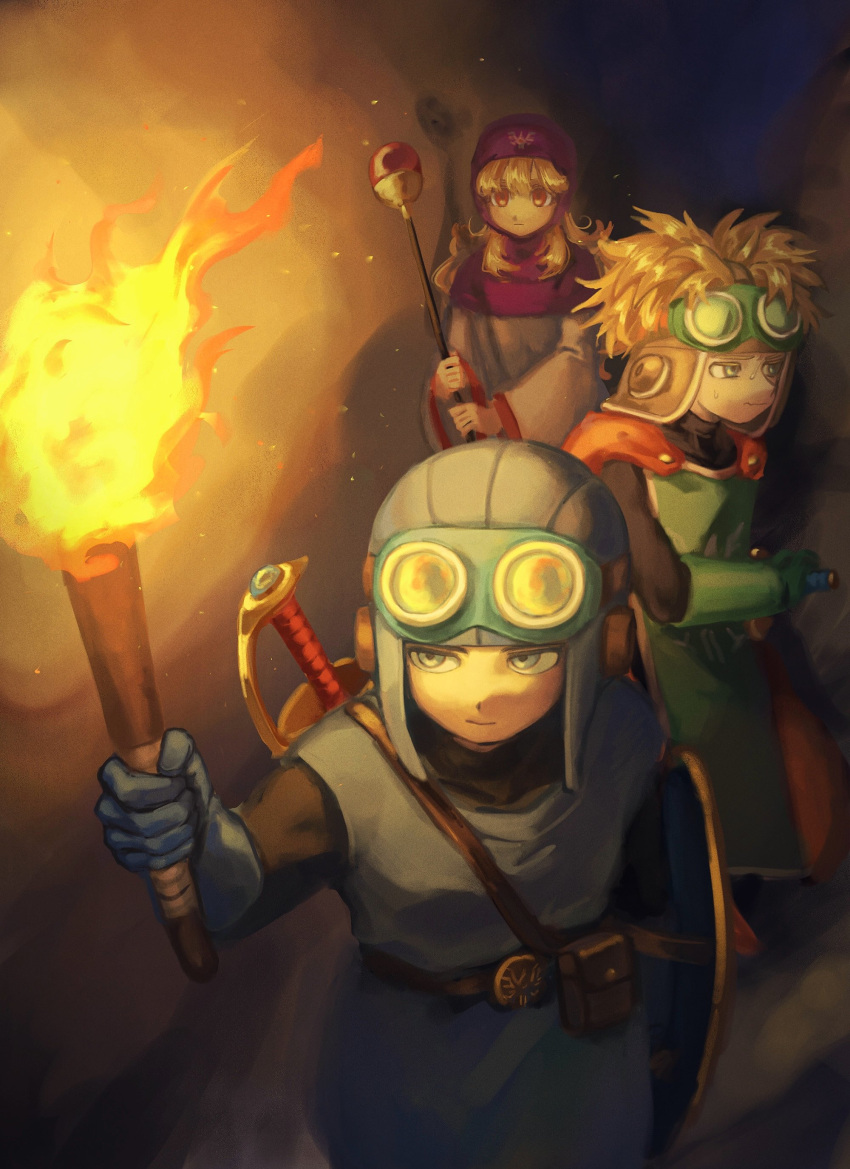 Safebooru - 1girl 2boys absurdres belt black bodysuit blonde hair blue ...