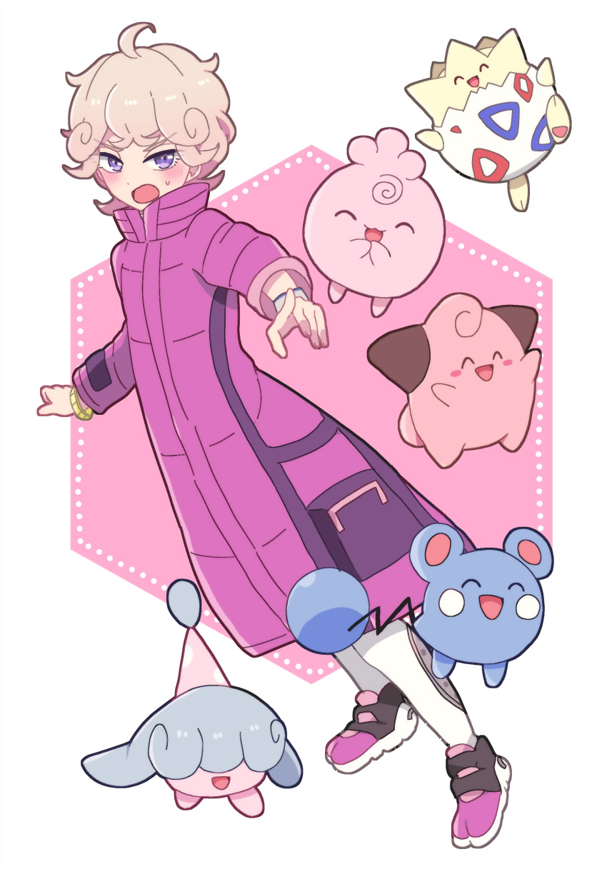 Safebooru - 1boy :3 ahoge azurill bede (pokemon) blush closed eyes coat ...