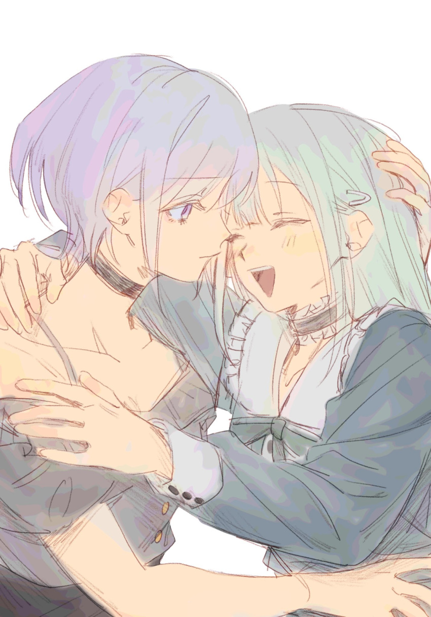 Safebooru - 2girls bang dream! bang dream! it's mygo!!!!! black choker blue dress blush choker ...