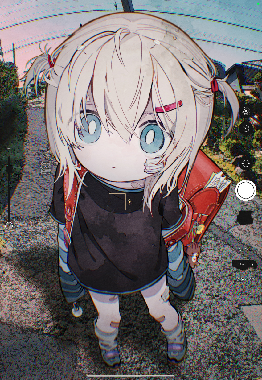 Safebooru - 1girl absurdres ahoge animal charm backpack bag bandage on face bandages bandaid ...