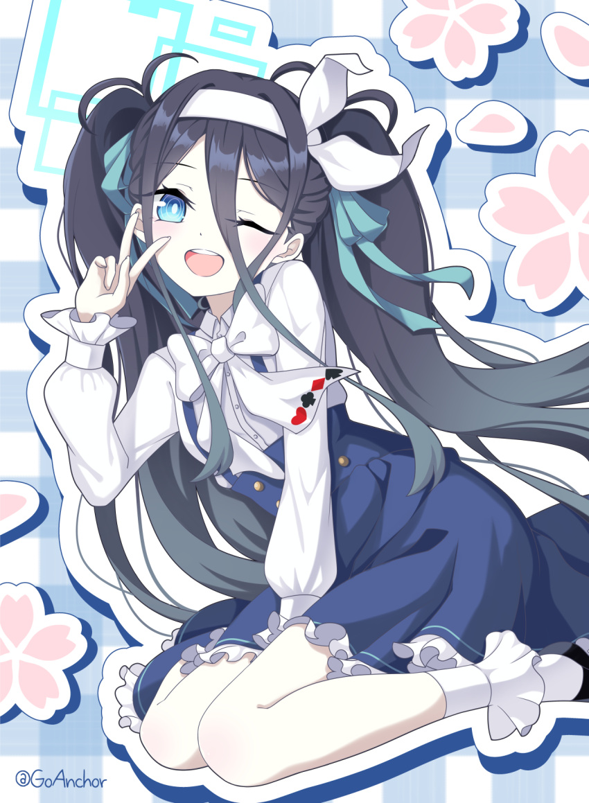 Safebooru - 1girl aris (blue archive) black hair blue archive blue eyes goanchor looking at ...