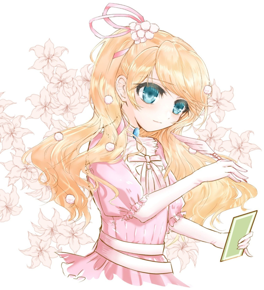 Safebooru - 1girl blonde hair blue eyes blush bow bowtie closed mouth commentary request dress ...