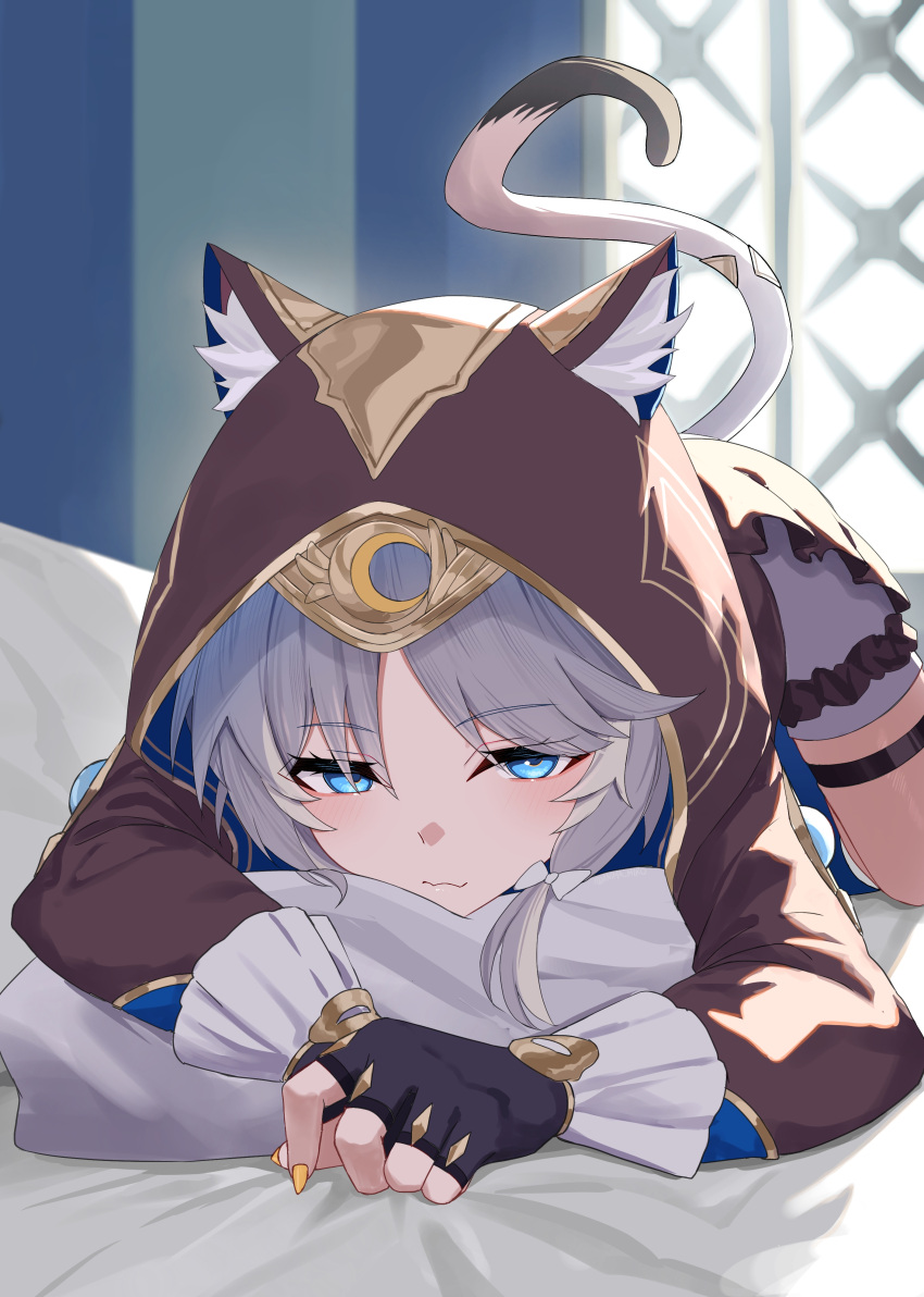 Safebooru - 1girl absurdres all fours anima miko animal ear fluff animal ears animal hood black ...