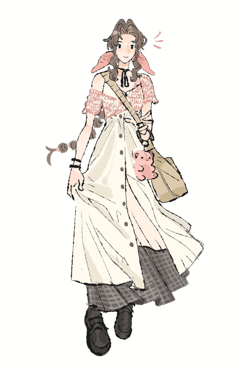 Safebooru - 1girl aerith gainsborough alternate costume animal charm bag black choker black ...