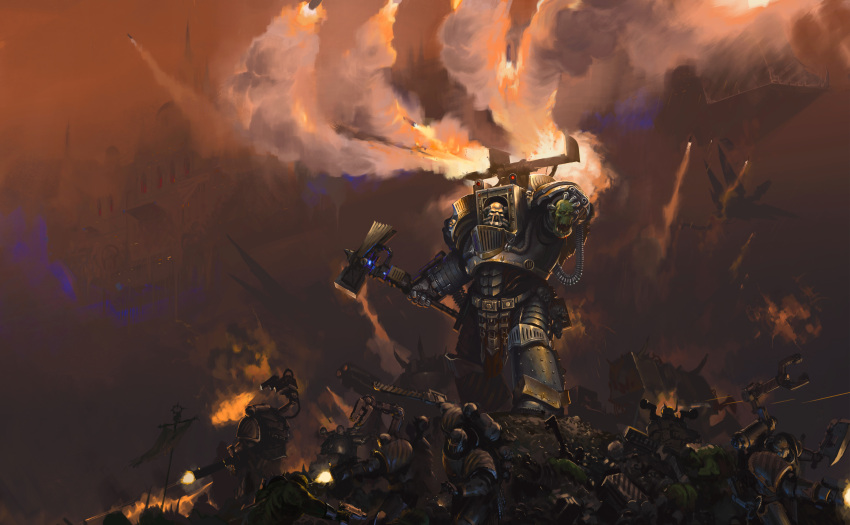 Safebooru - absurdres adeptus astartes ammunition belt architecture arm ...