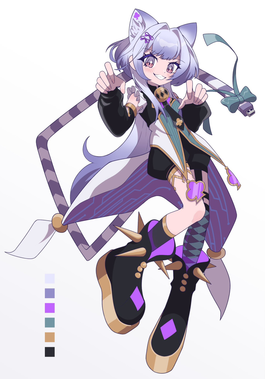 Safebooru - 1girl animal ear fluff animal ears asymmetrical legwear bell blush boots cat ears ...