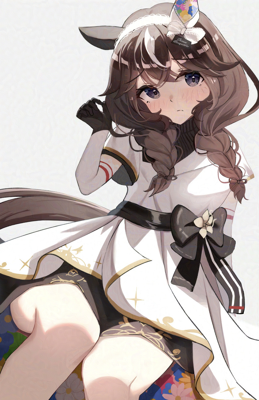 Safebooru - 1girl absurdres animal ears black gloves blush braid brown hair commentary request ...