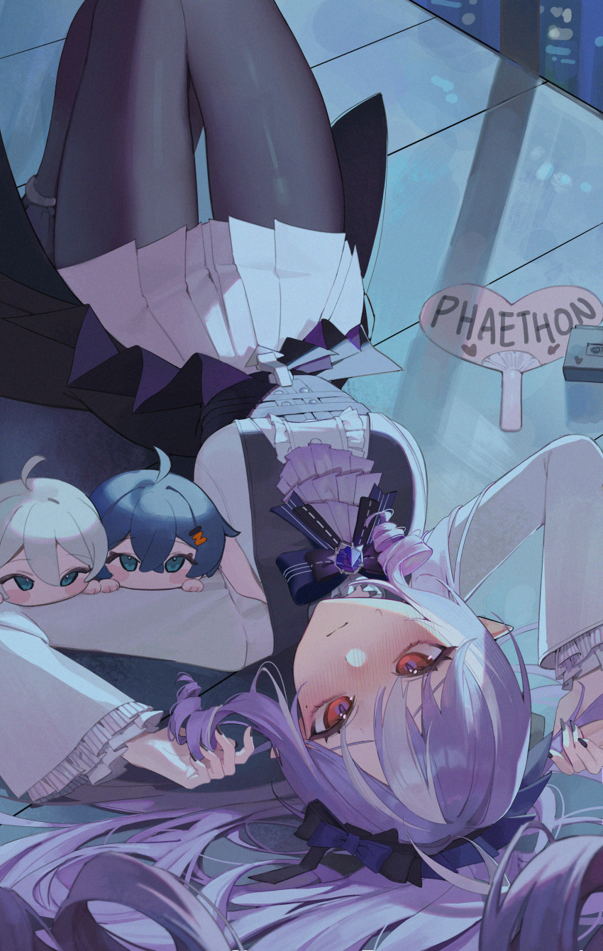 Safebooru - 1girl absurdres arms up ascot belle (zenless zone zero) black skirt blush breasts ...