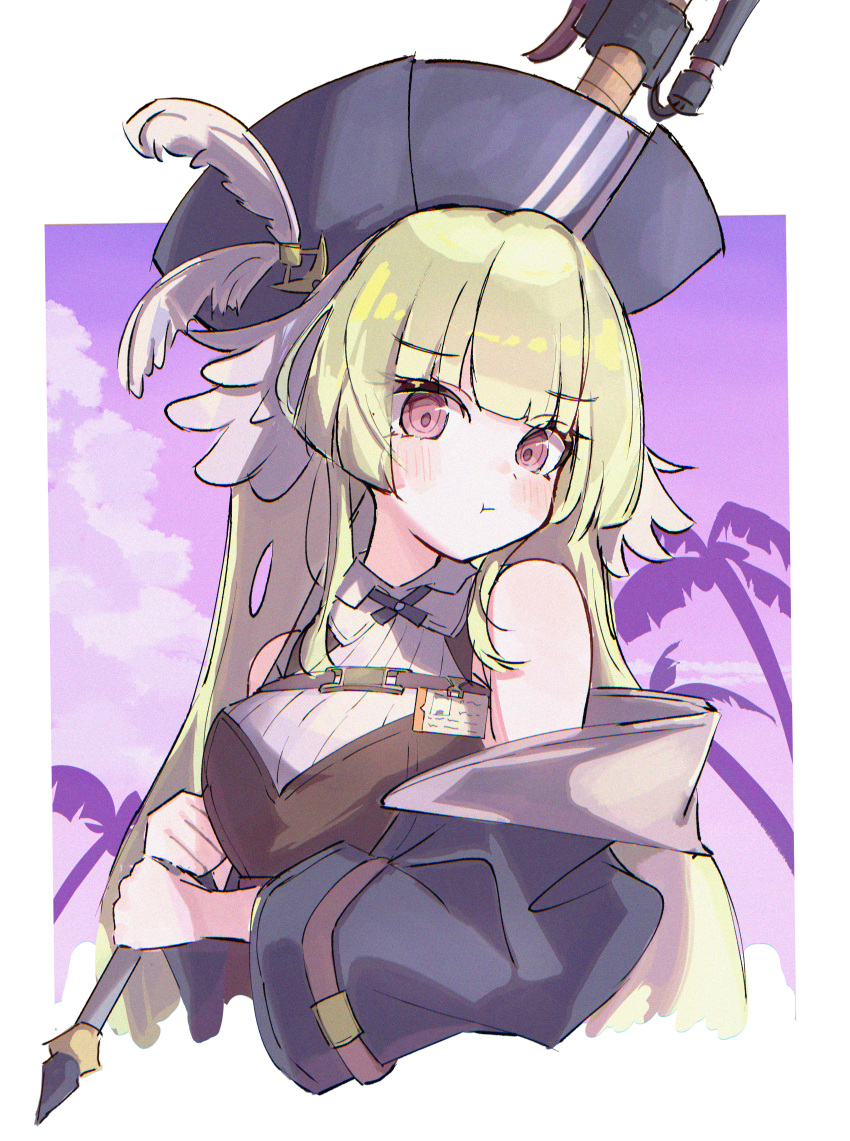 Safebooru - 1girl absurdres arknights bare shoulders black hat black jacket blush closed mouth ...