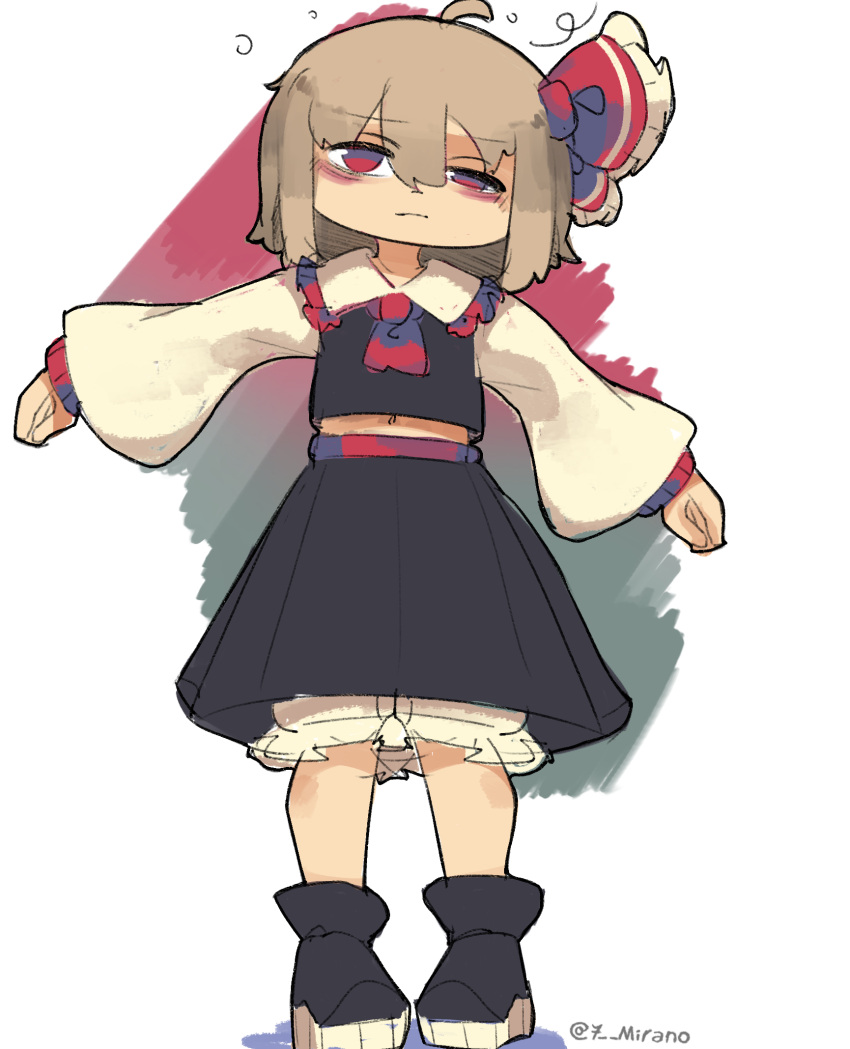 Safebooru - 7-mirano ascot bags under eyes black shoes black skirt black vest blonde hair ...